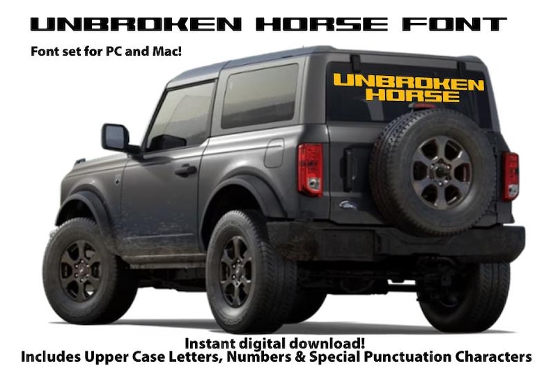 Bronco Type Font Set - Unbrokenhorse.otf - Includes Upper Case Letters ...