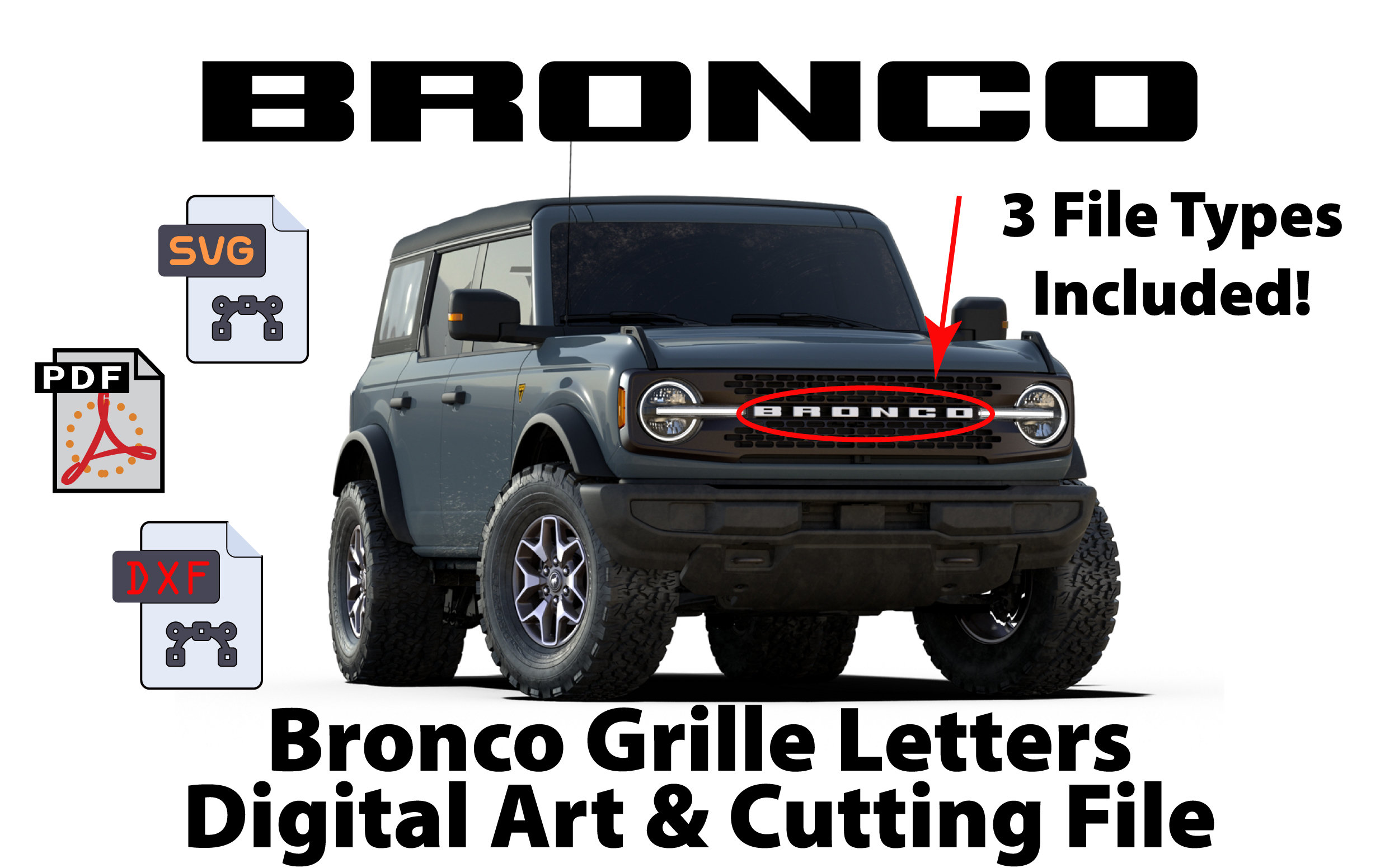 Ford Bronco Grille Letters Digital Art File for Cutting DXF, SVG, and ...
