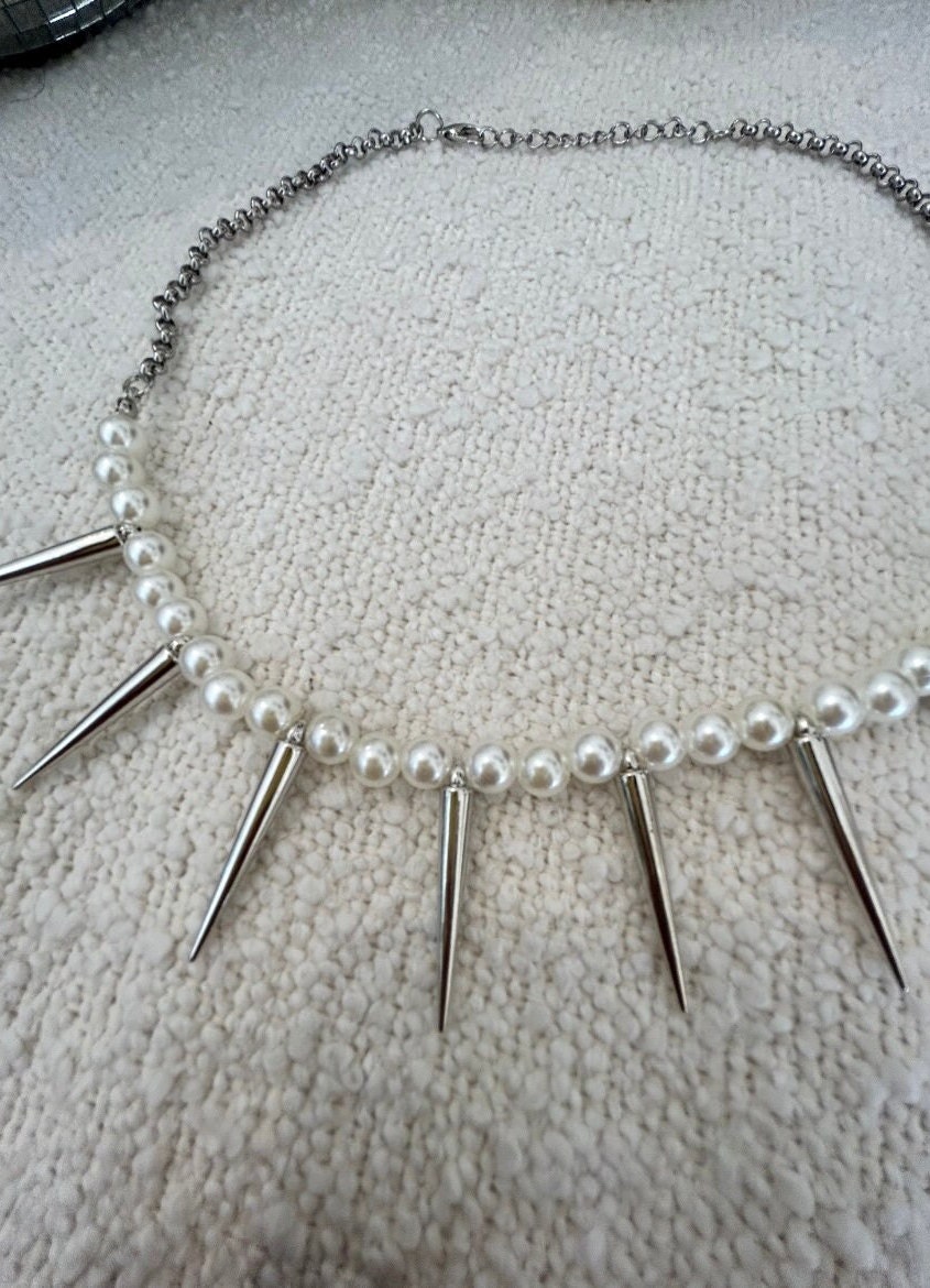 Pearls and Spikes Necklace - Etsy