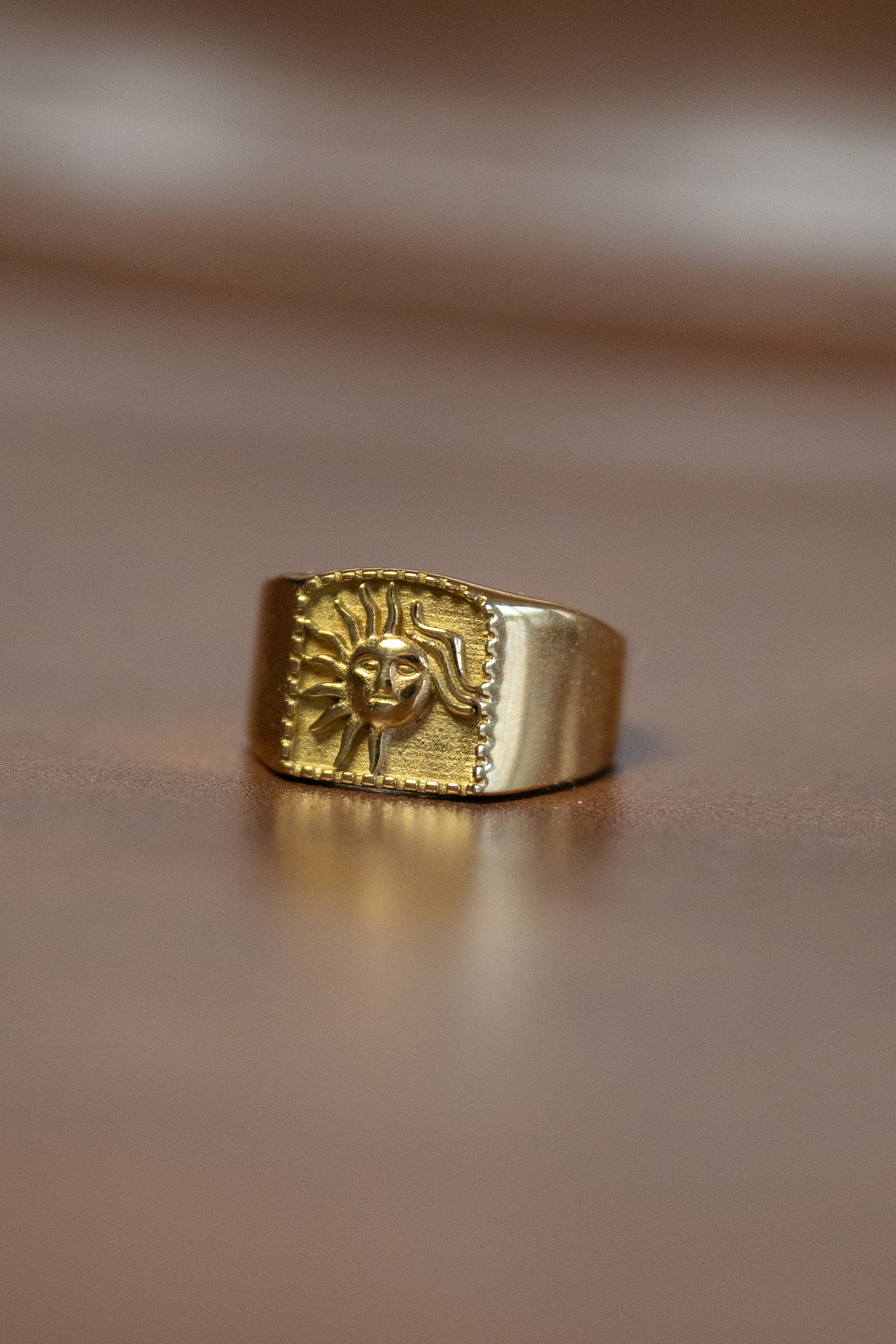 Sun Fire Signet Ring 18k Gold Plated, Waterproof - Etsy