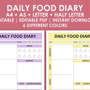 DAILY FOOD DIARY - Etsy