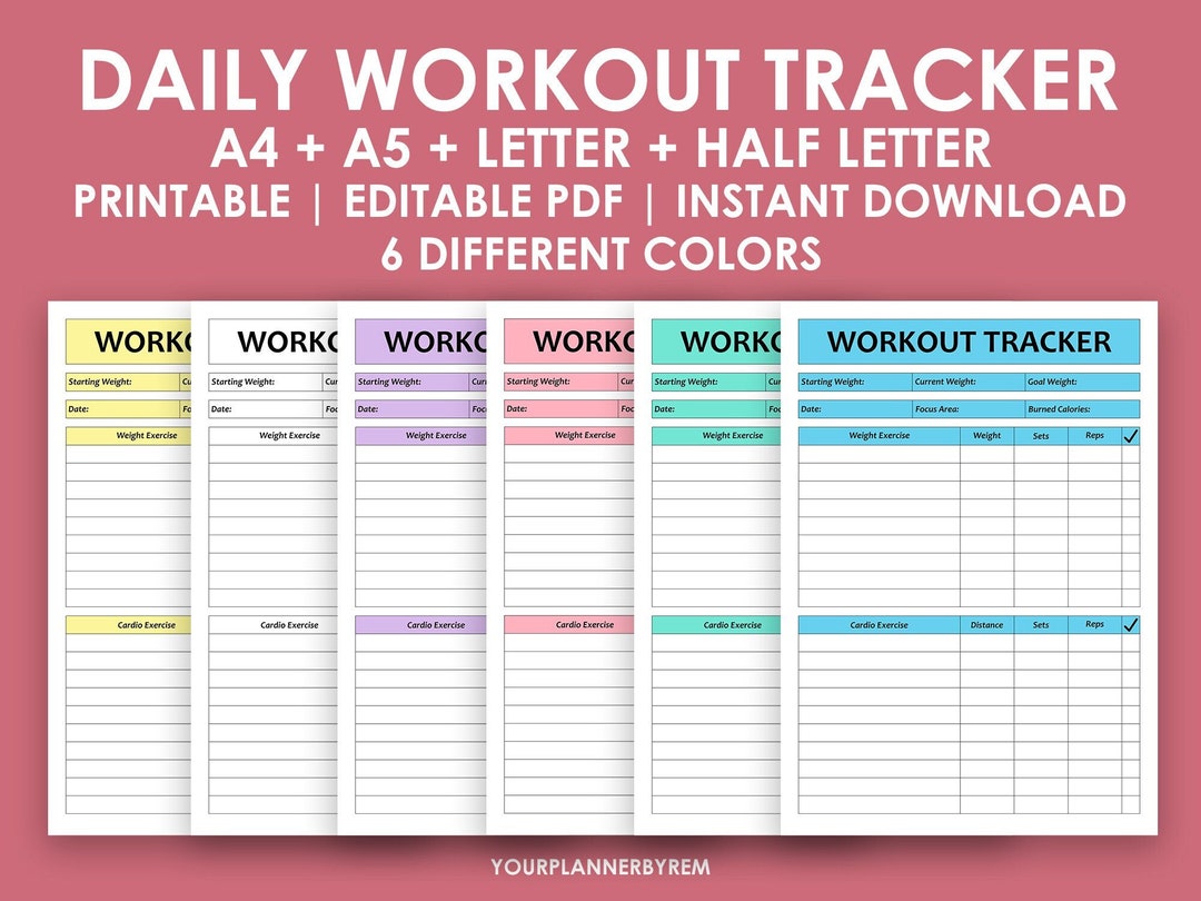 PRINTABLE WORKOUT TRACKER - Etsy