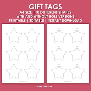 Gift Tag Template, DIY Printable Gift Tags, Editable Template, Instant ...