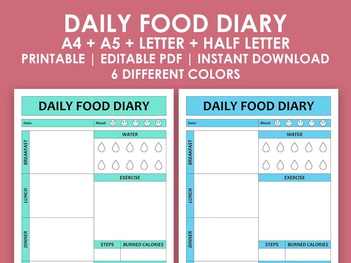 DAILY FOOD DIARY - Etsy