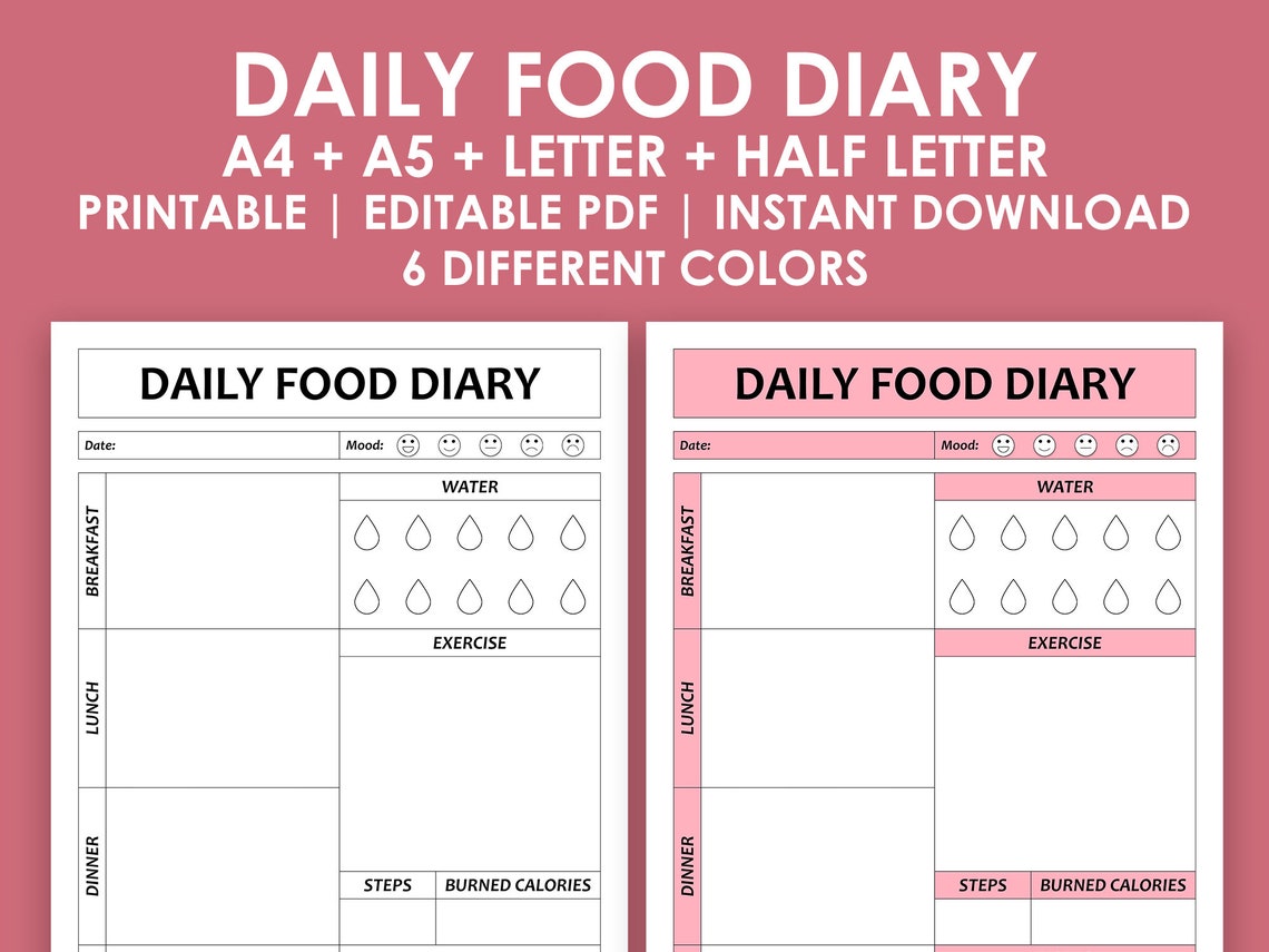 DAILY FOOD DIARY - Etsy