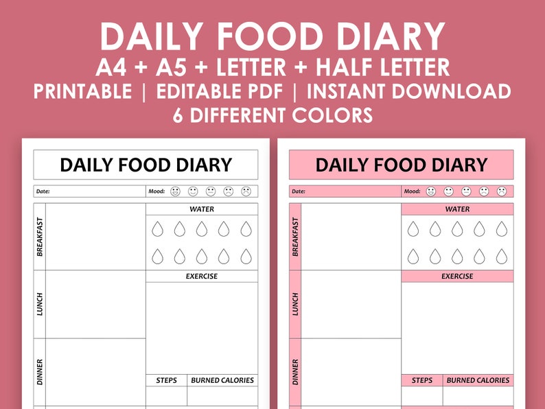 DAILY FOOD DIARY - Etsy
