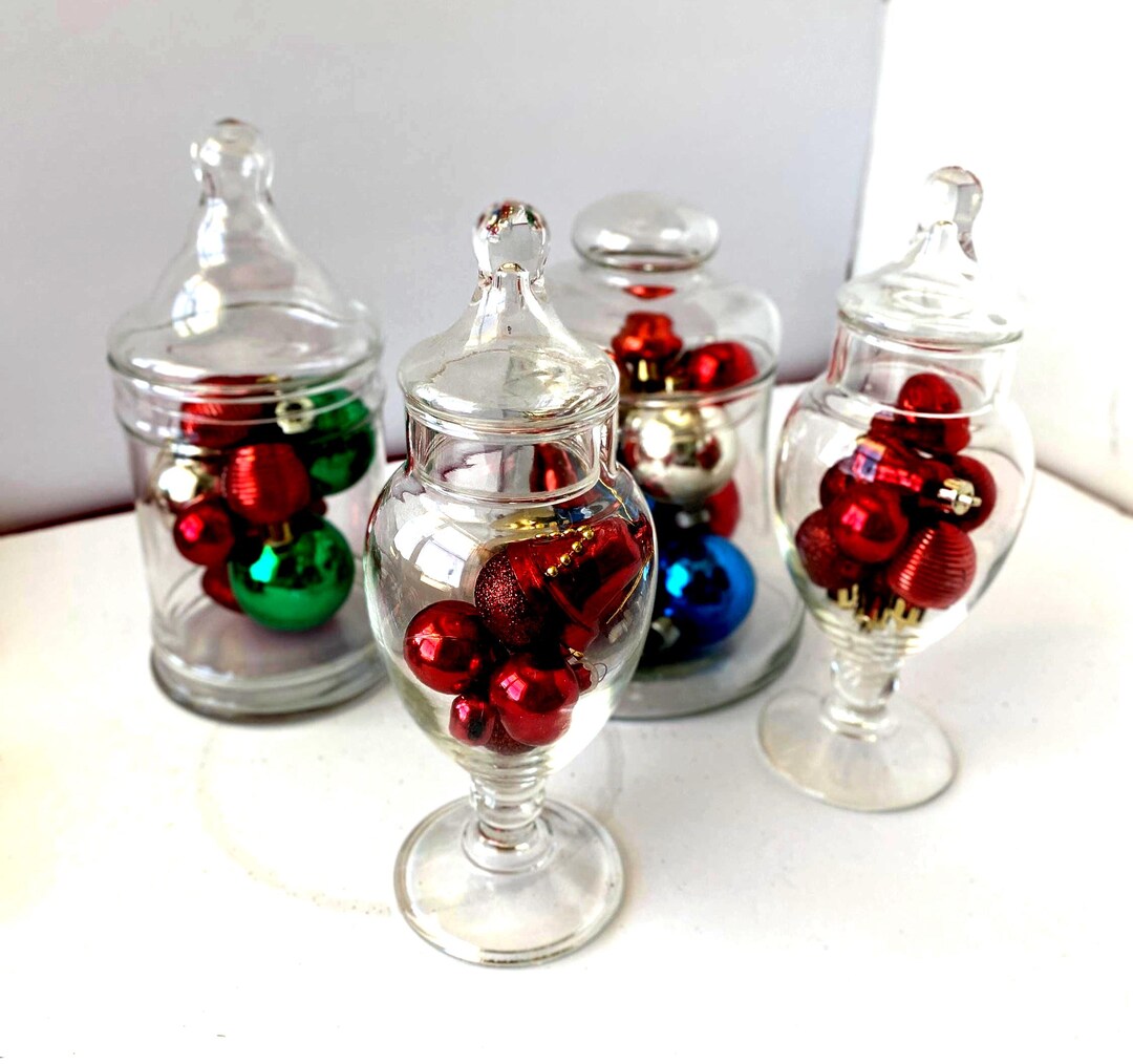 Clear Glass Apothecary Jar Set: Vintage Farmhouse Decor - Etsy