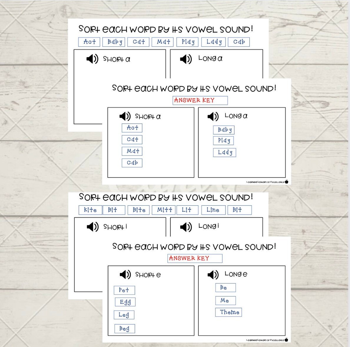 Vowel Sounds- Matching Words to the Correct Vowel Digital Download - Etsy