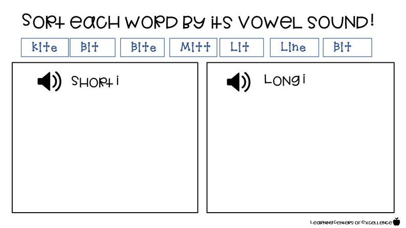 Vowel Sounds Matching Words to the Correct Vowel Digital Download - Etsy