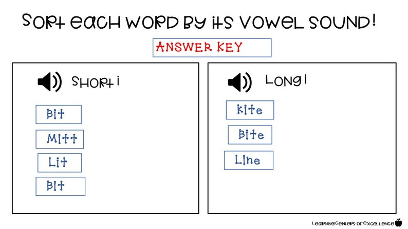 Vowel Sounds- Matching Words to the Correct Vowel Digital Download - Etsy