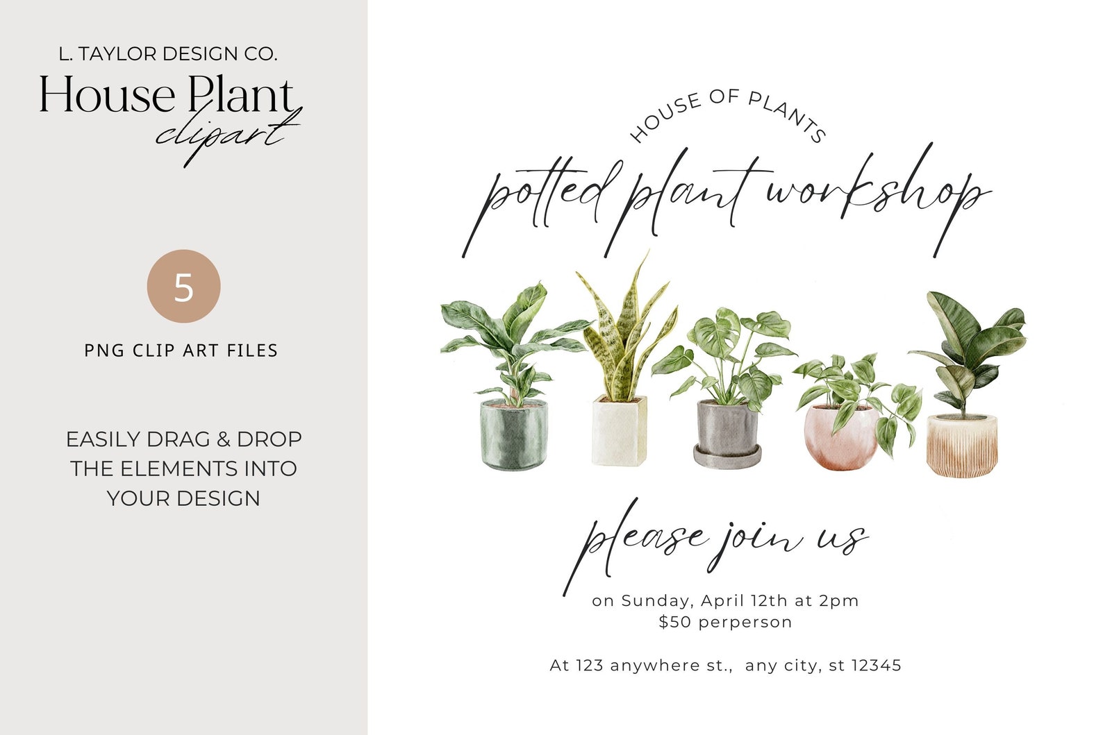 Clip Art Potted Plants Watercolor Clipart Houseplant PNG Indoor Plant ...