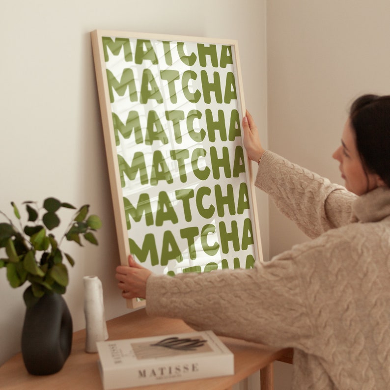 Matcha Latte Wall Art Japanese Tea Coffee Poster Kitchen Coffee Bar ...