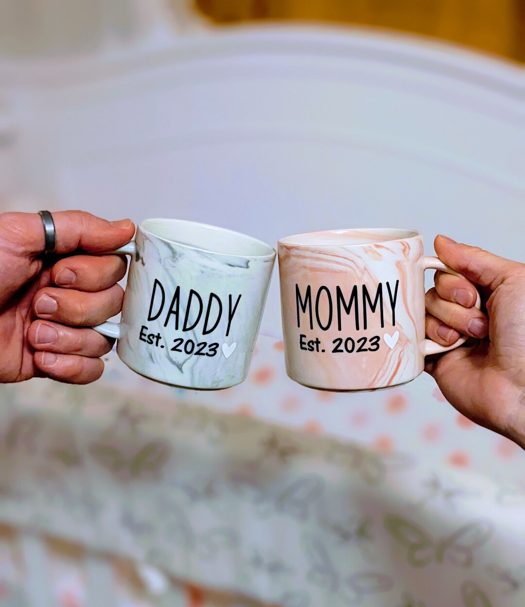 Mommy and Daddy Est. Mugs, Baby Shower Gift, Parents to Be Mug Coffee ...