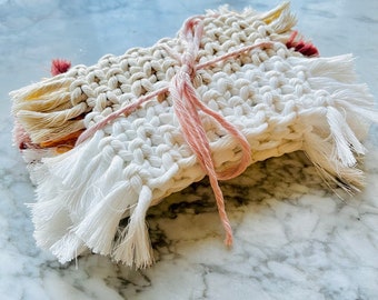 Tea Green Macrame Coasters set of 4 - Etsy