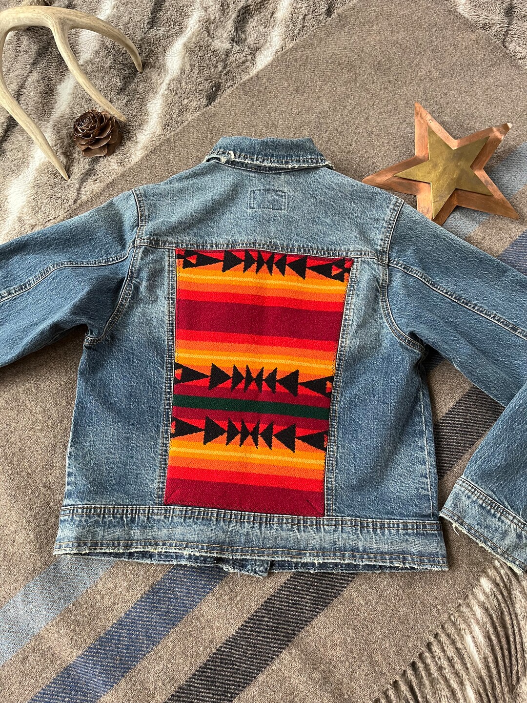 Women's Denim Jacket With Gorgeous Wool Accent Looks Great With ...