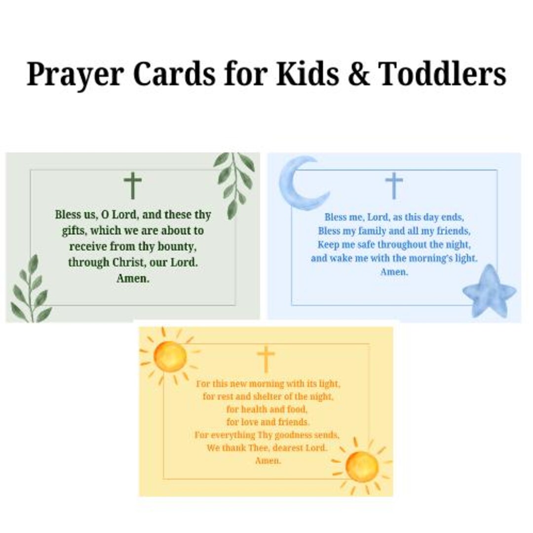 Prayer Cards for Kids, Toddlers, Baby. Morning Prayer, Goodnight Prayer ...