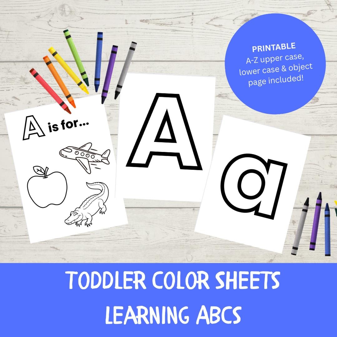 Printable Toddler Coloring Books - Learning Abcs - Etsy