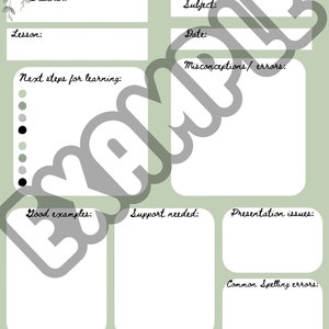 Lesson Plan With Marking and Feedback Sheet Eucalyptus Design - Etsy