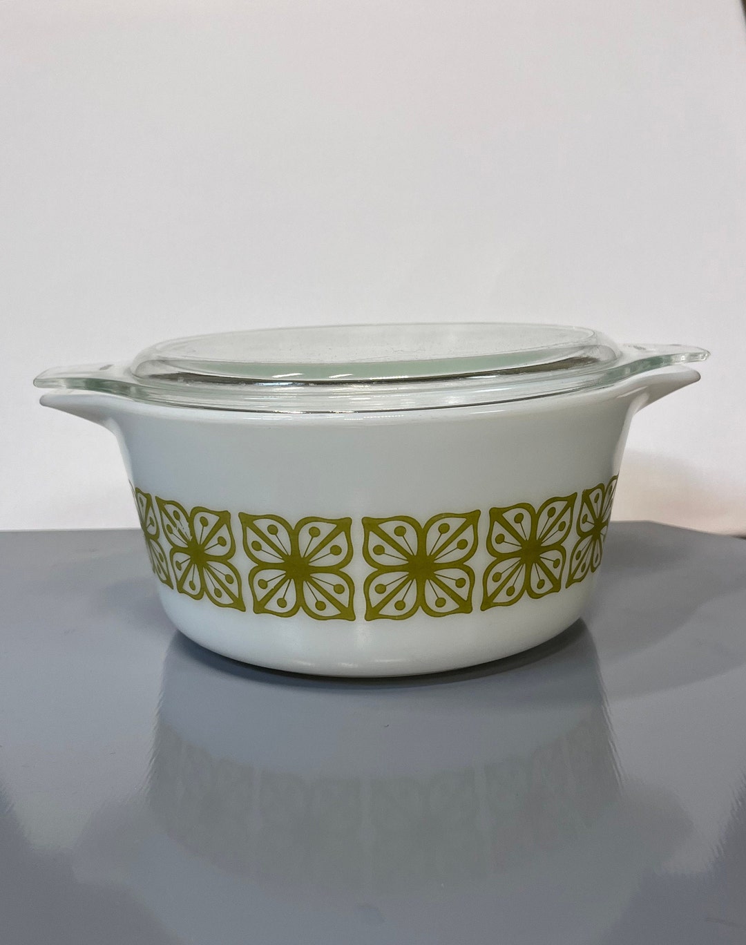 Pyrex Verde Square Flower Casserole Dish With Lid 474-B - Etsy