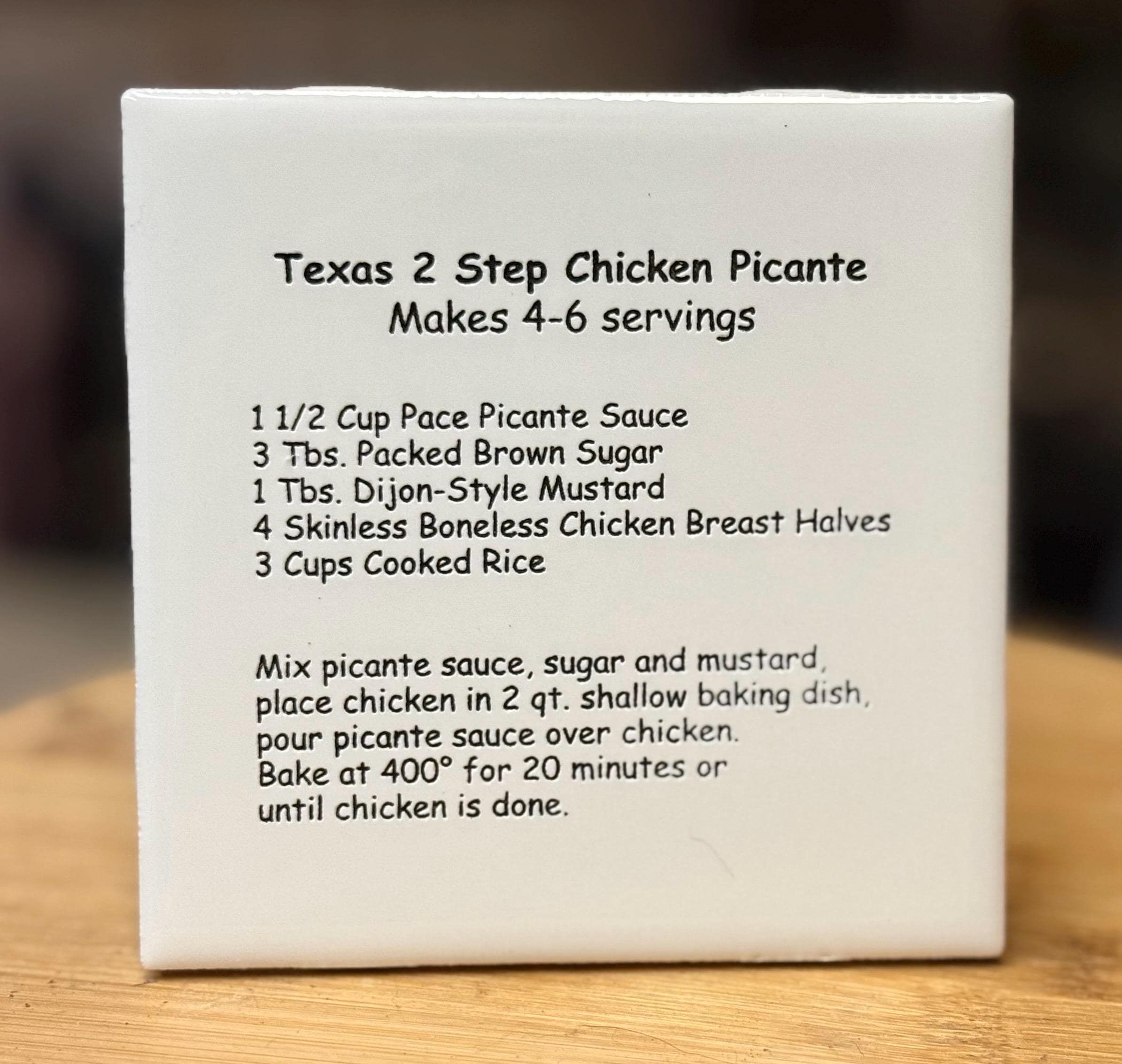 Engraved Recipe Tile for Use Where Ever You May Want a 4" Ceramic Tile ...