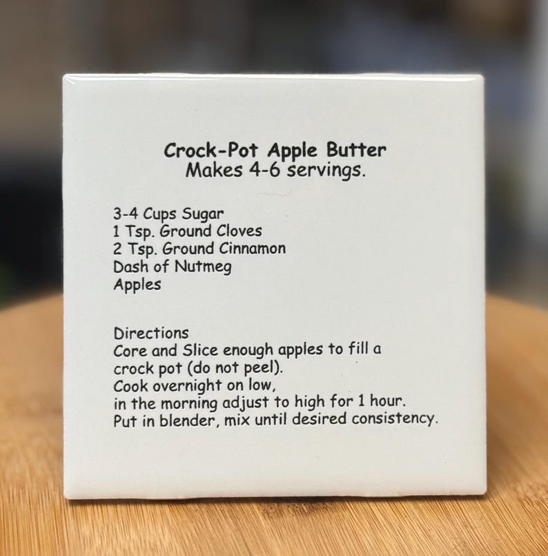Engraved Recipe Tile for Use Where Ever You May Want a 4" Ceramic Tile ...