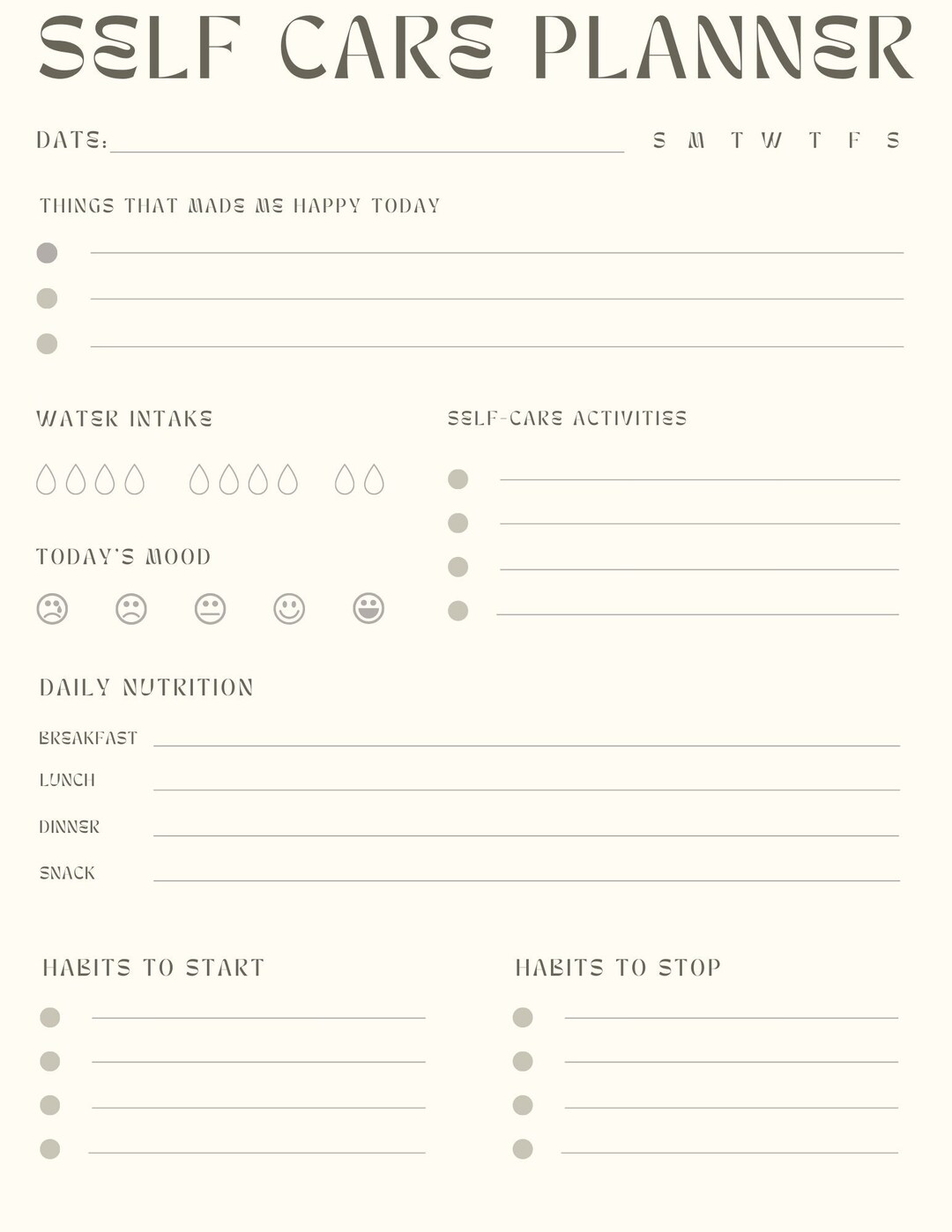 Printable X Digital Self Care Planner - Etsy