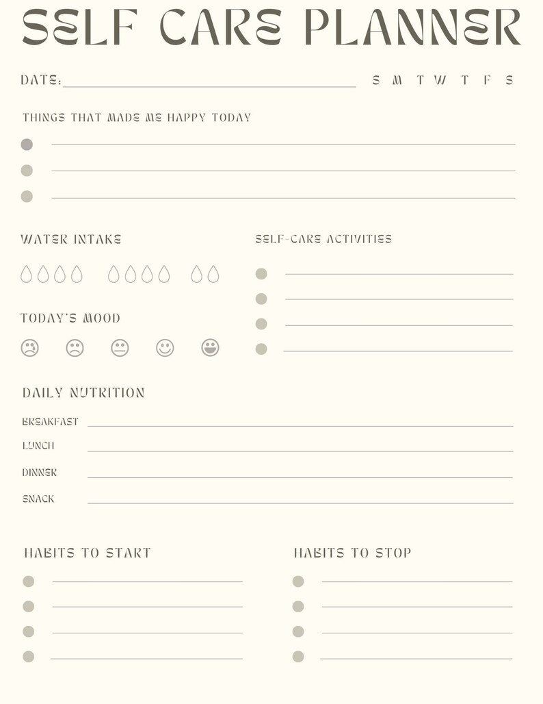 Printable X Digital Self Care Planner - Etsy