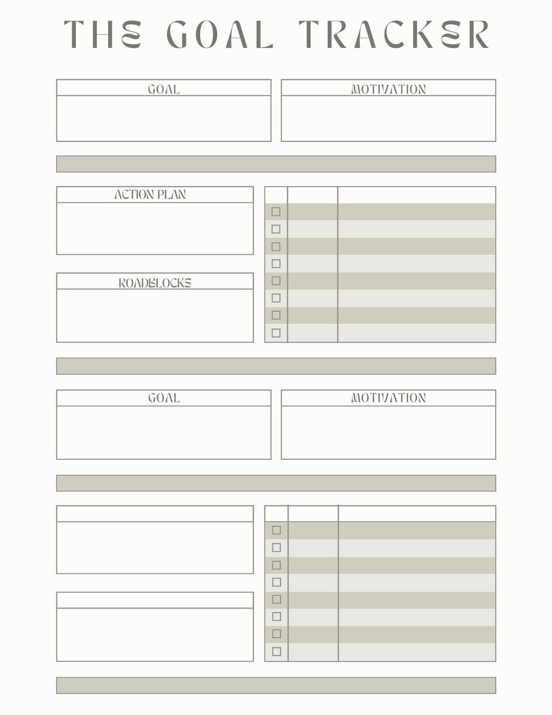 Printable X Digital Goal Tracker - Etsy