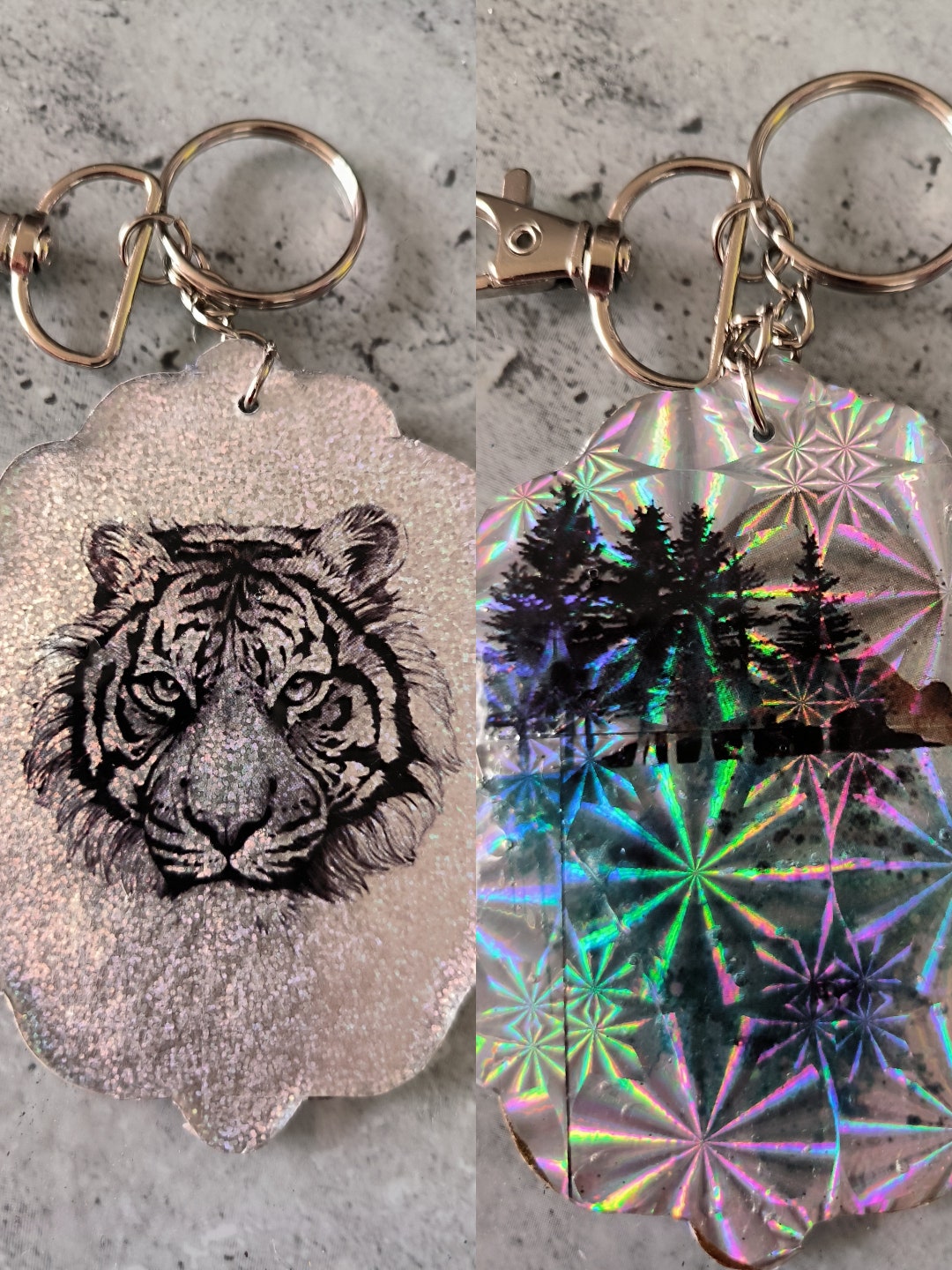 Tiger and Forest Theme Key Ring - Etsy