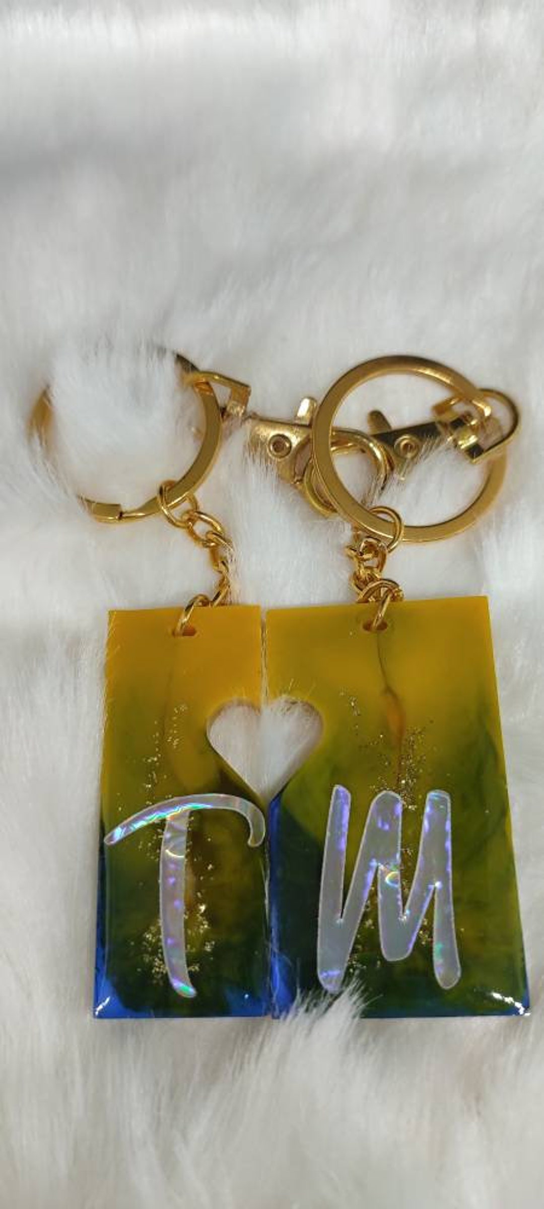 2 Personalized Epoxy Resin Keychains for Couples - Etsy