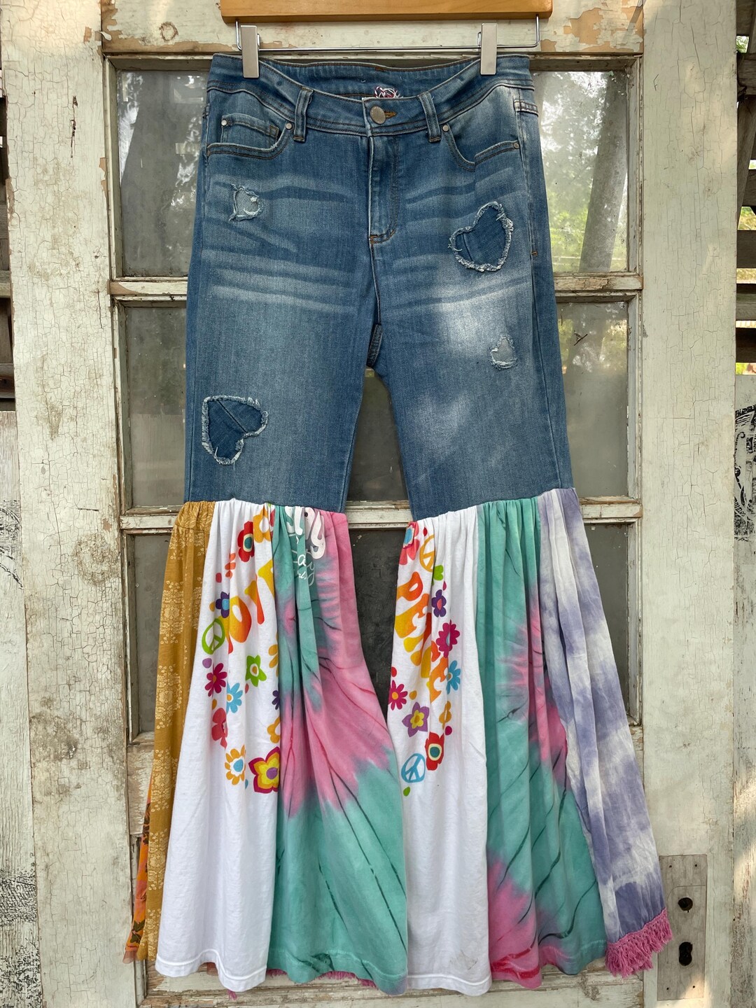 Boho Hippie Upcycled Peace/love Pants - Etsy