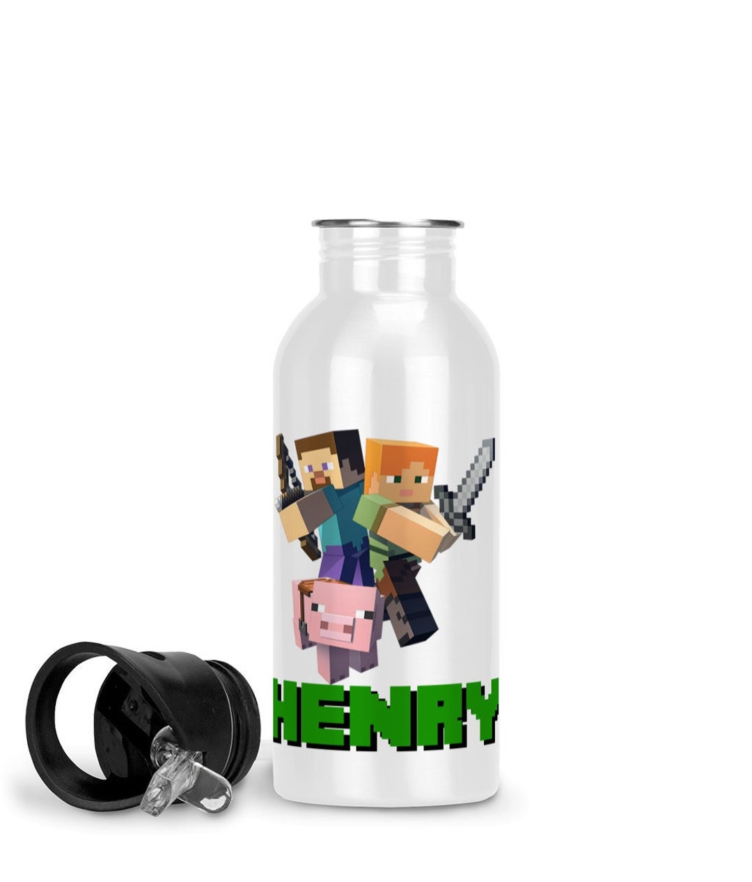 Personalised Minecraft 600ml Aluminium Water Bottle | School Bottle ...