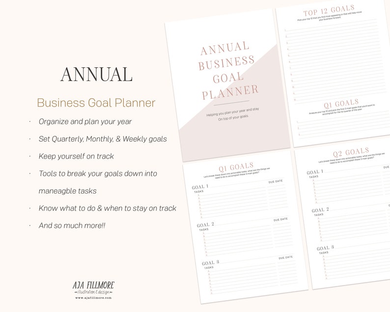 Business Planner | Yearly Business Goals Planner, Goal Setting ...