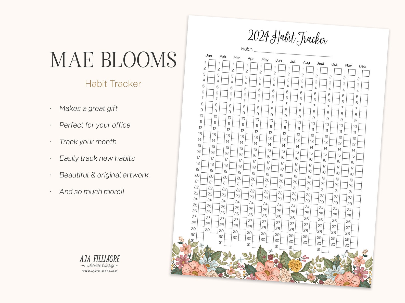 Habit Tracker Printable, 2024 Routine Tracker, Yearly Habit Challenge ...