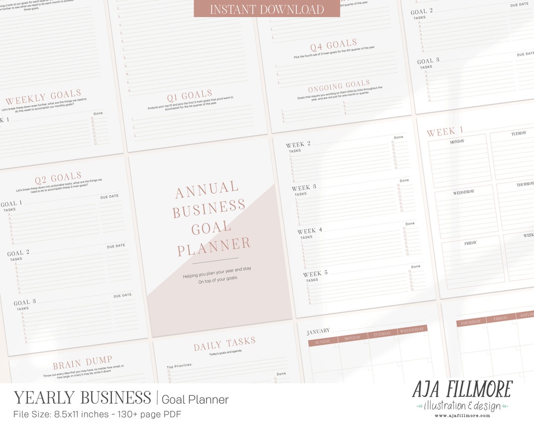 Business Planner Yearly Business Goals Planner, Goal Setting, Business ...