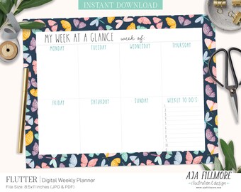 Weekly Planner Printable Groovy Weekly Calendar Digital - Etsy