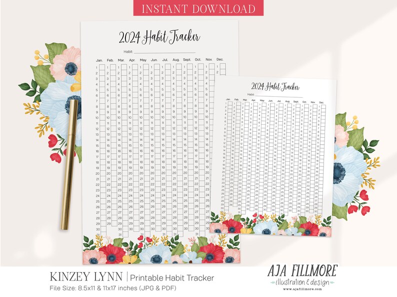 Habit Tracker Printable, Routine Tracker, Yearly Habit Challenge ...