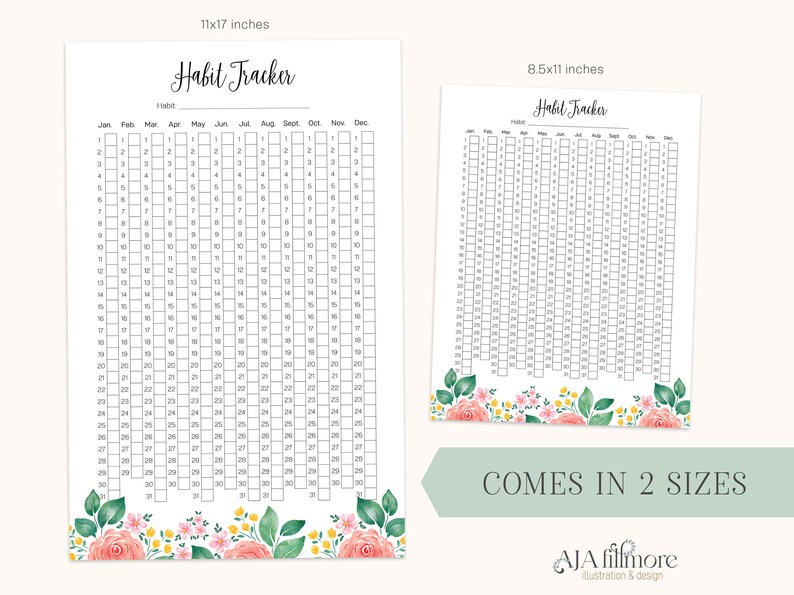 Habit Tracker Printable, 2024 Routine Tracker, Yearly Habit Challenge, Yearly Goal Tracker ...