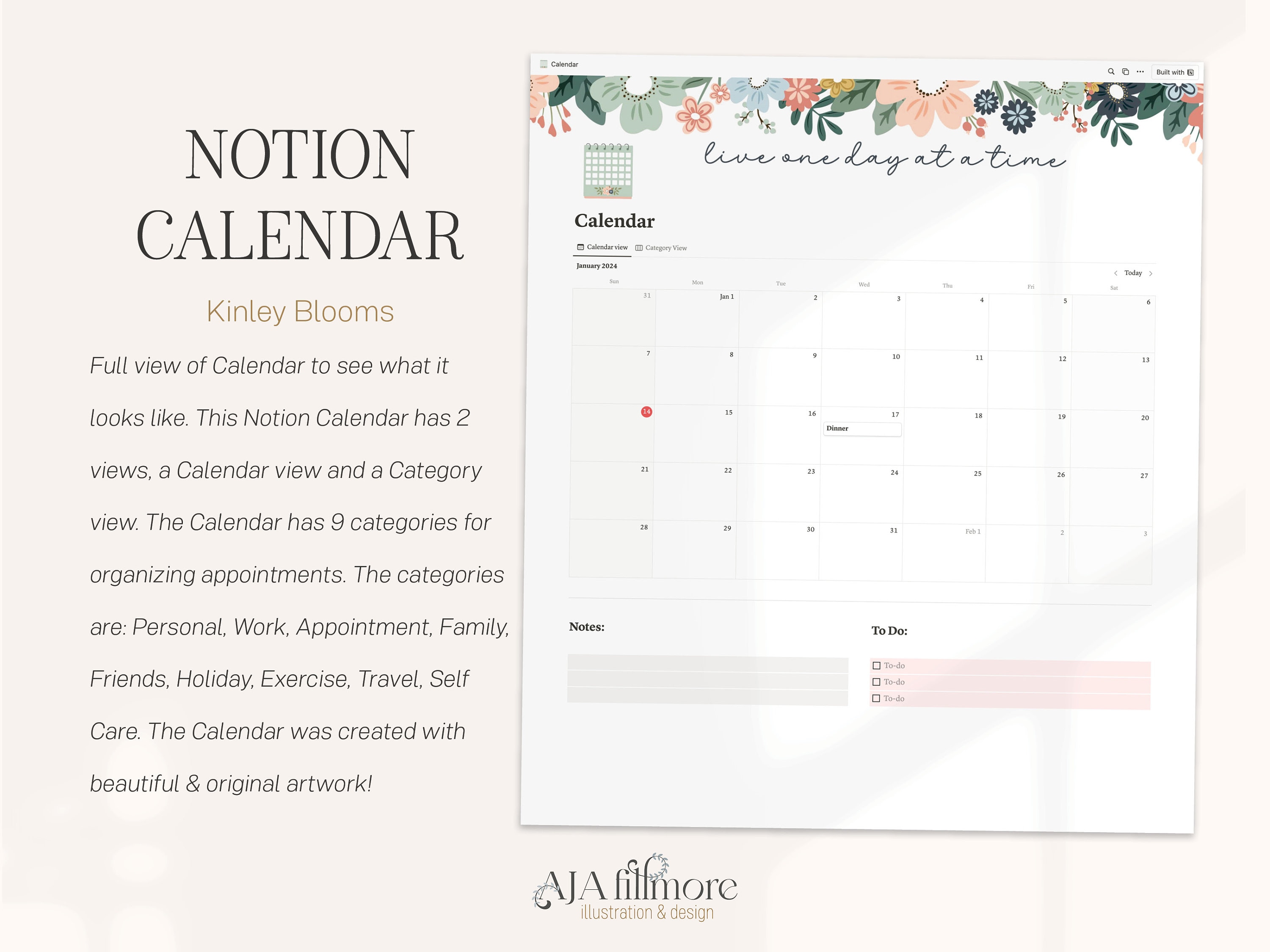 Notion Calendar Template, Notion Calendar, Notion Planner, Digital ...