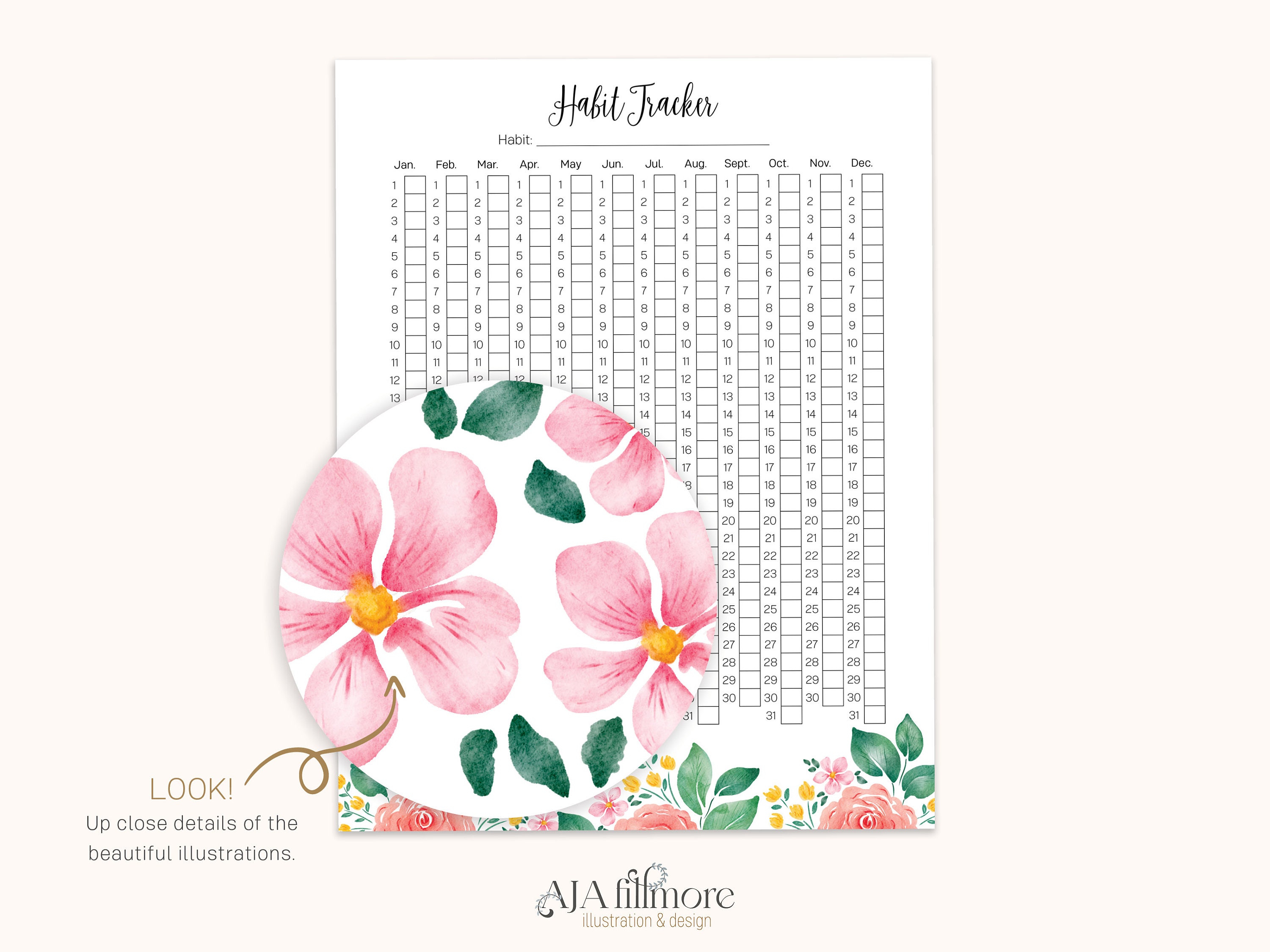 Habit Tracker Printable, 2024 Routine Tracker, Yearly Habit Challenge ...