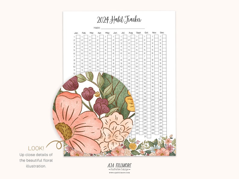 Habit Tracker Printable, 2024 Routine Tracker, Yearly Habit Challenge ...