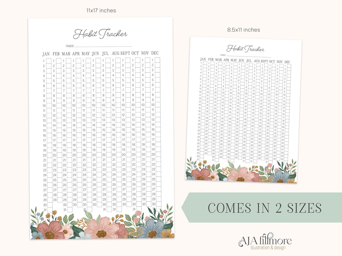 Habit Tracker Printable, 2024 Routine Tracker, Yearly Habit Challenge ...