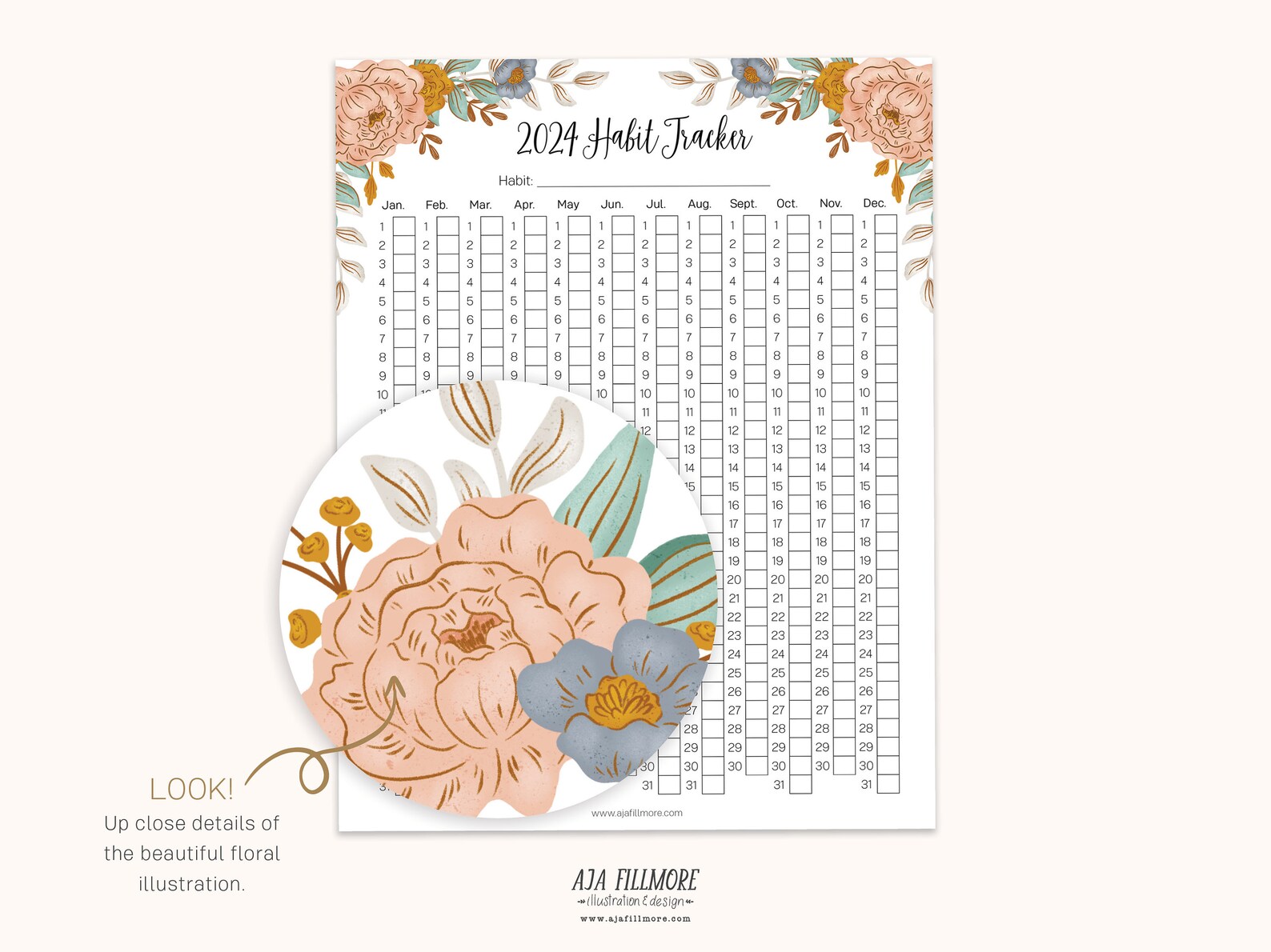 Habit Tracker Printable, 2024 Routine Tracker, Yearly Habit Challenge ...