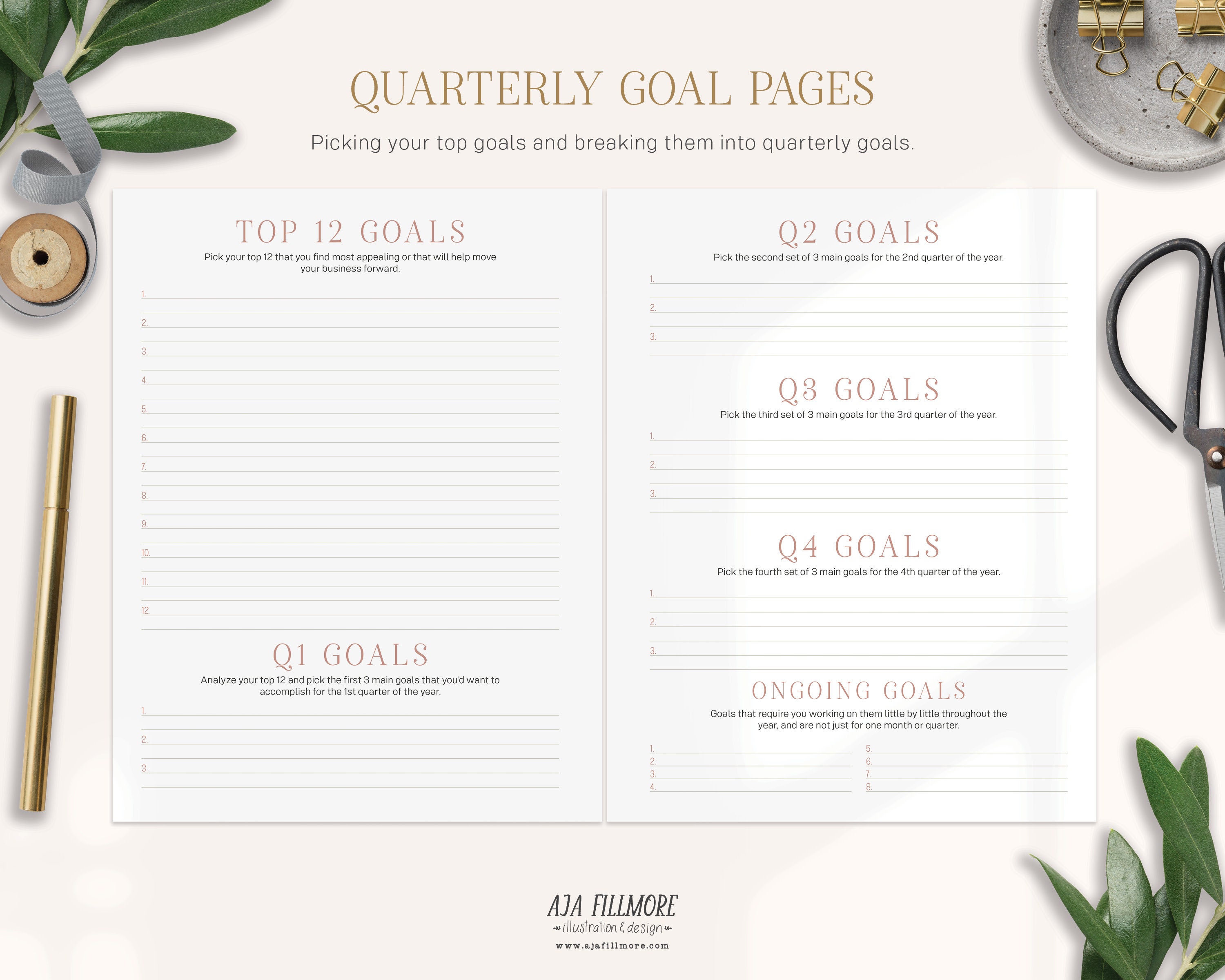 Business Planner | Yearly Business Goals Planner, Goal Setting ...