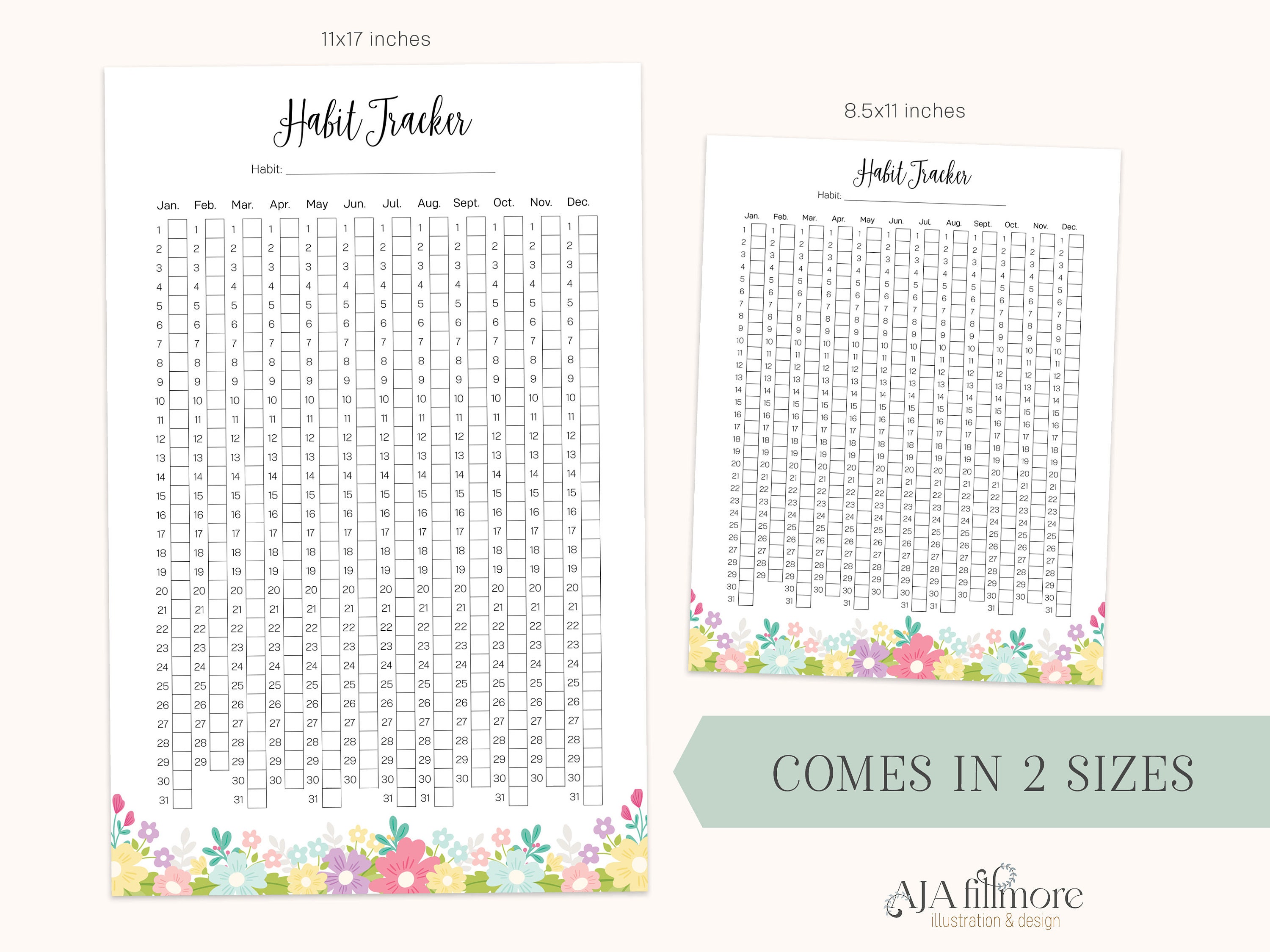 Habit Tracker Printable, 2024 Routine Tracker, Yearly Habit Challenge ...