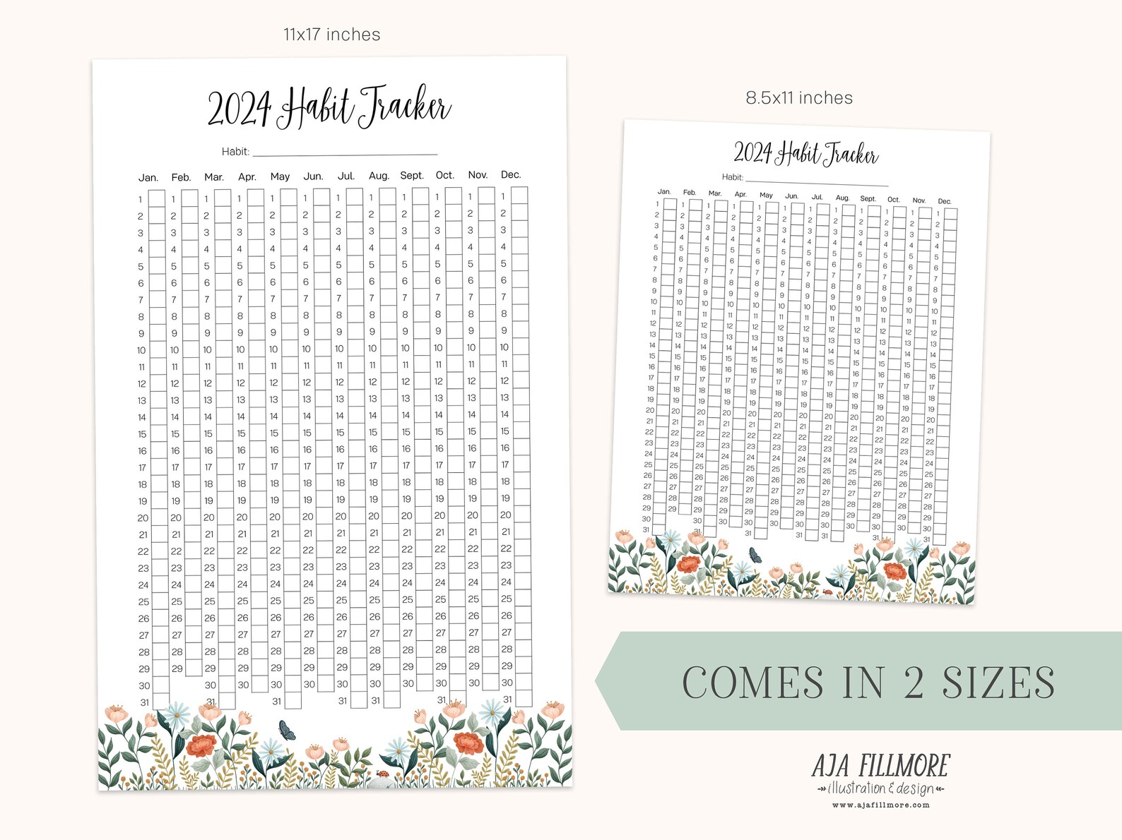 Habit Tracker Printable, 2024 Routine Tracker, Yearly Habit Challenge ...