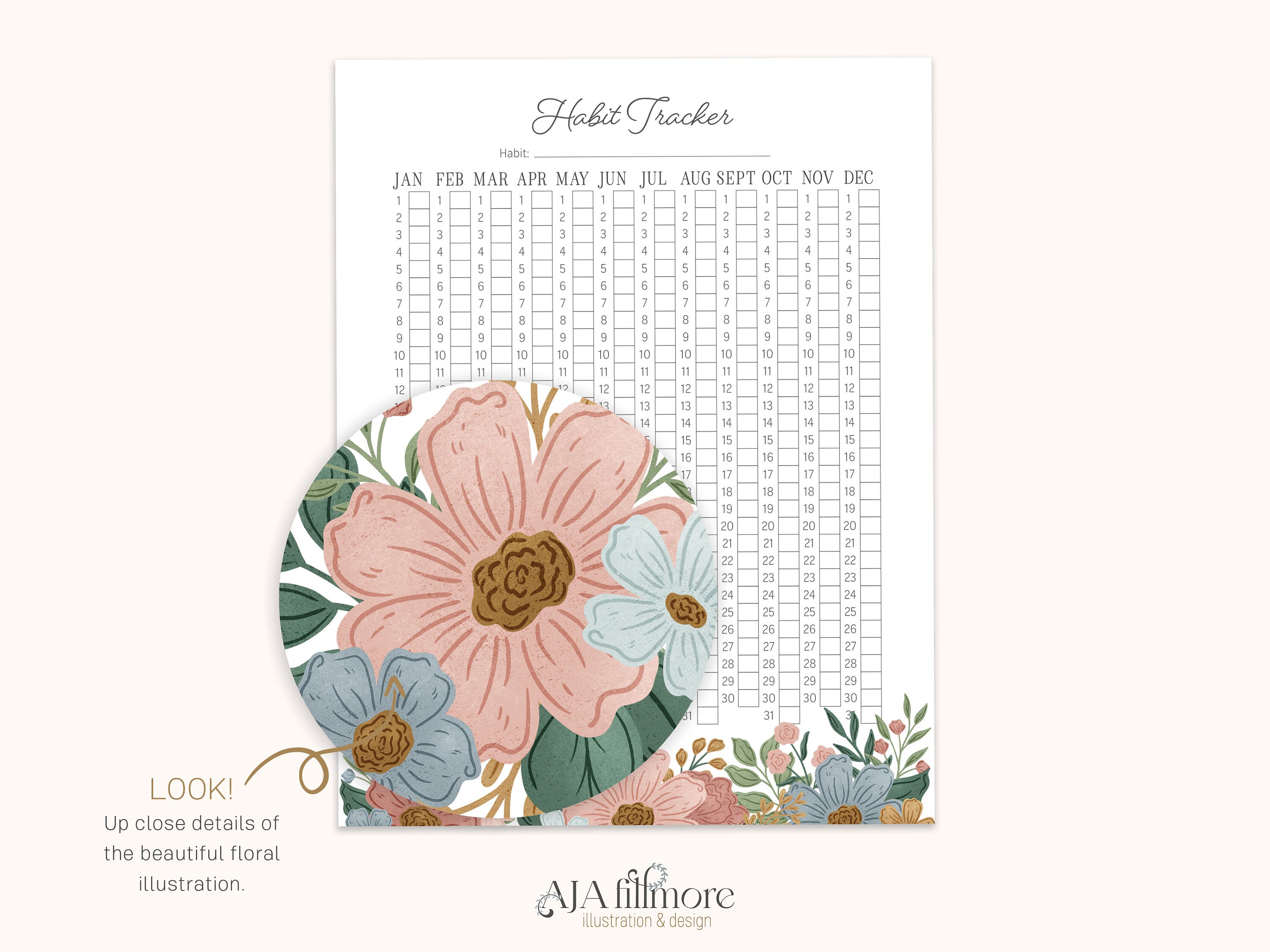 Habit Tracker Printable, 2024 Routine Tracker, Yearly Habit Challenge ...