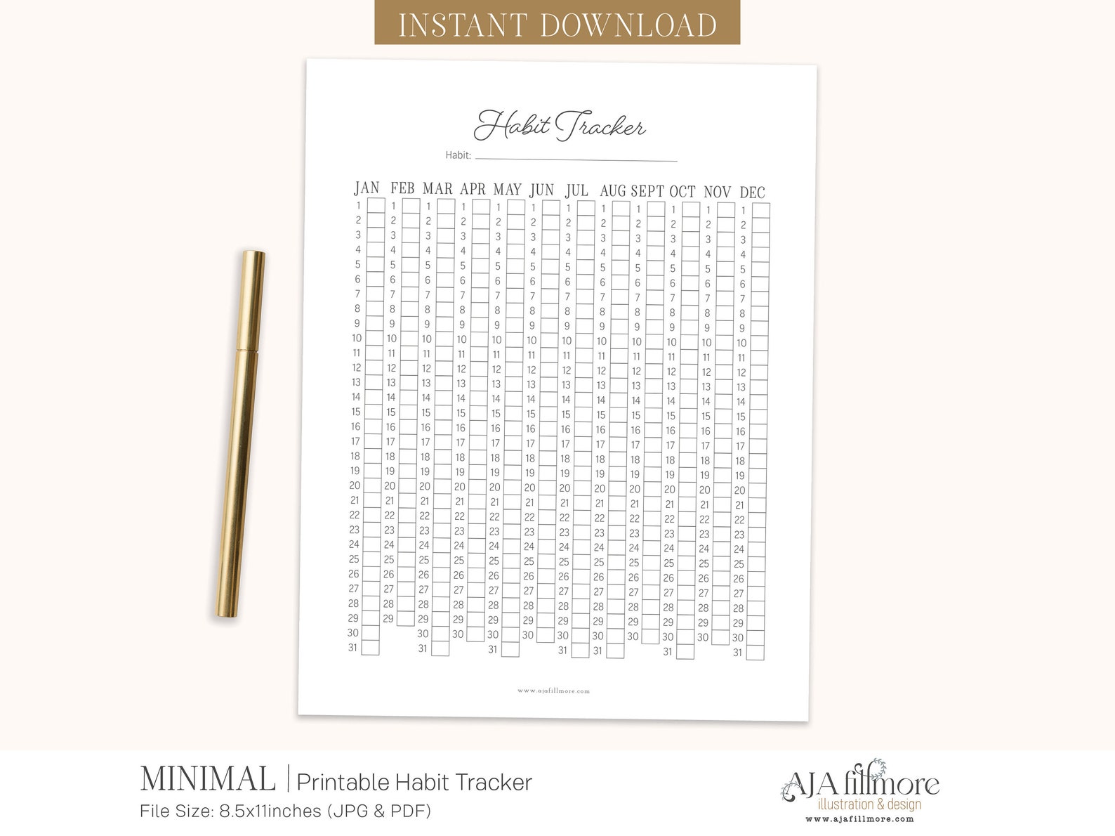 Habit Tracker Printable, 2024 Routine Tracker, Yearly Habit Challenge ...