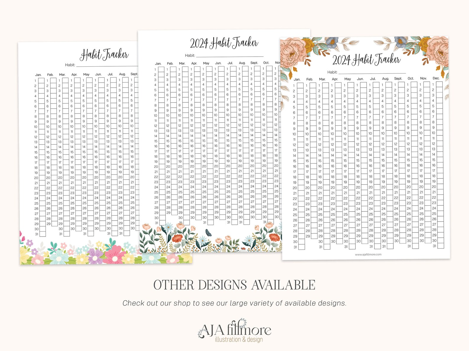 Habit Tracker Printable, 2024 Routine Tracker, Yearly Habit Challenge ...