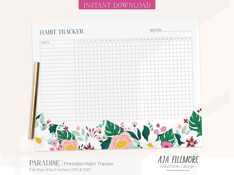 Printable Habit Tracker, Routine Tracker, 30 Day Habit Challenge ...